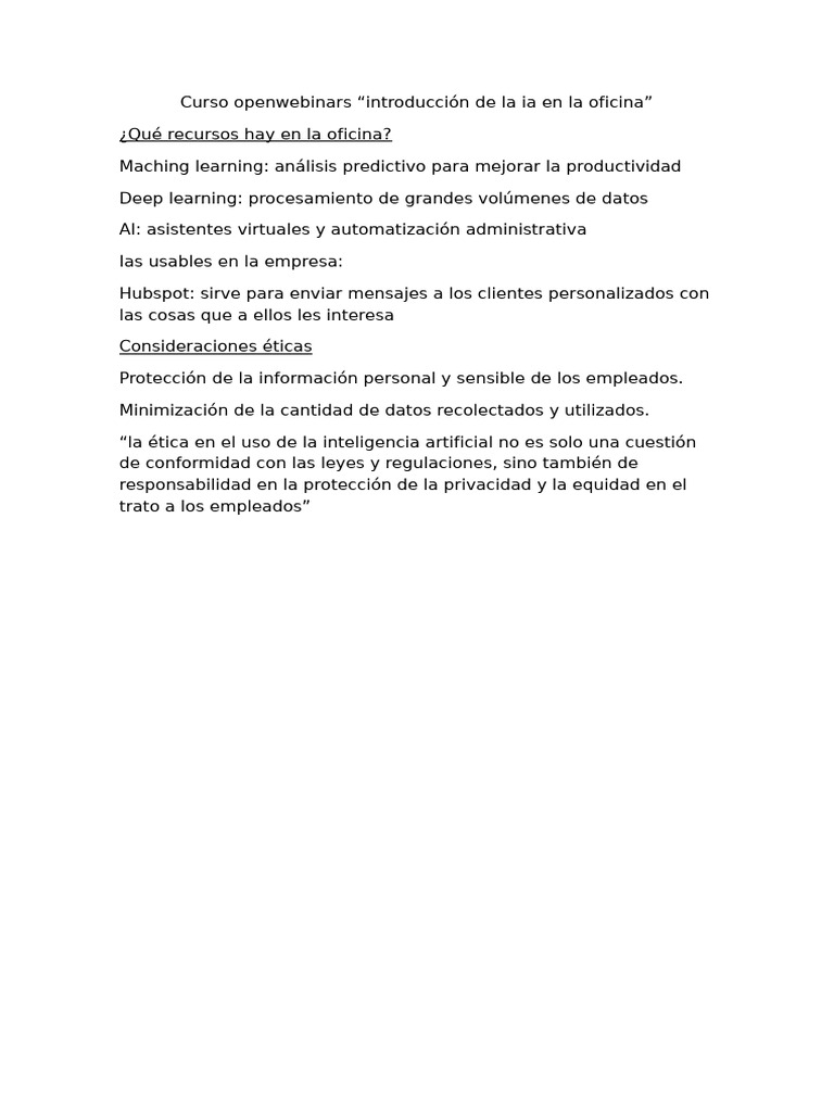 Curso Openwebinars Ia | PDF