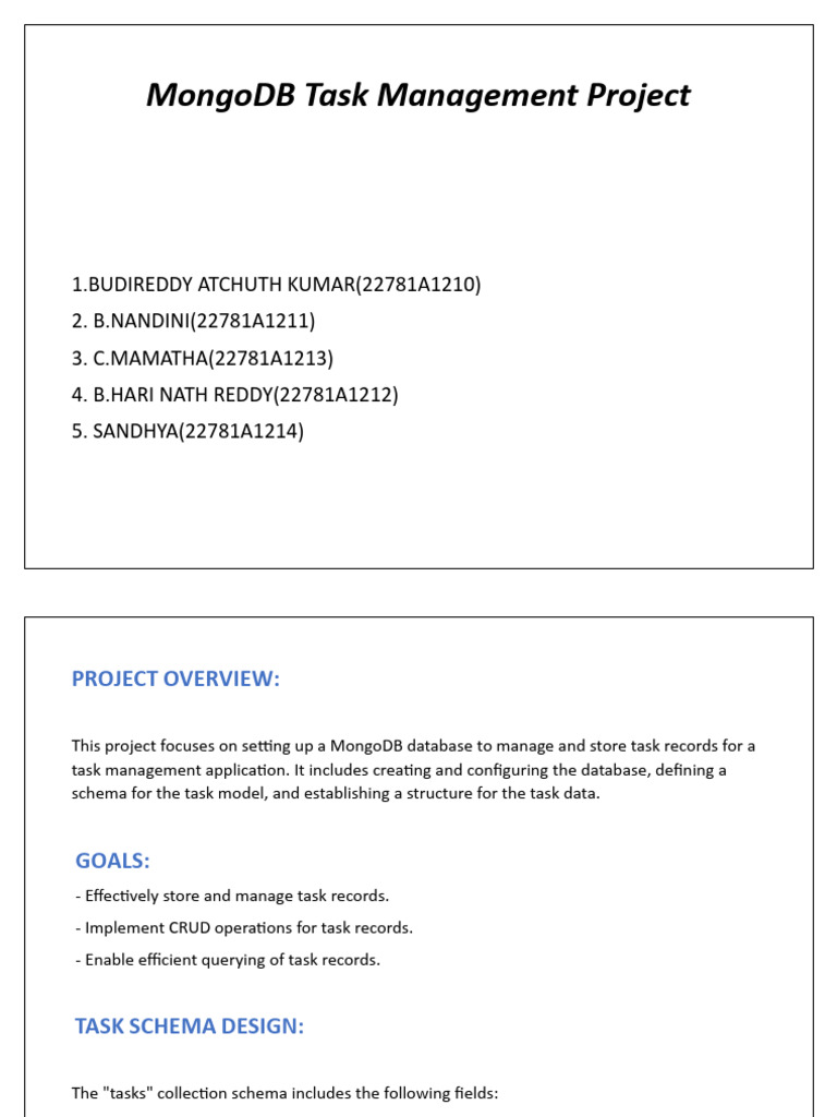 MongoDB Task Management Project | PDF