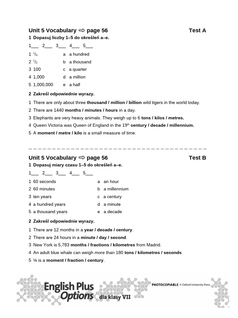 Five Minute Tests Unit 5 | PDF