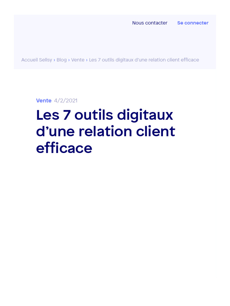 Les 7 Outils Digitaux D'une Relation Client Efficace | PDF