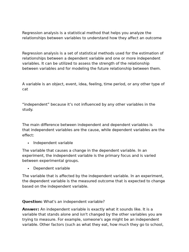 Dependent Vs Independent Variables | PDF