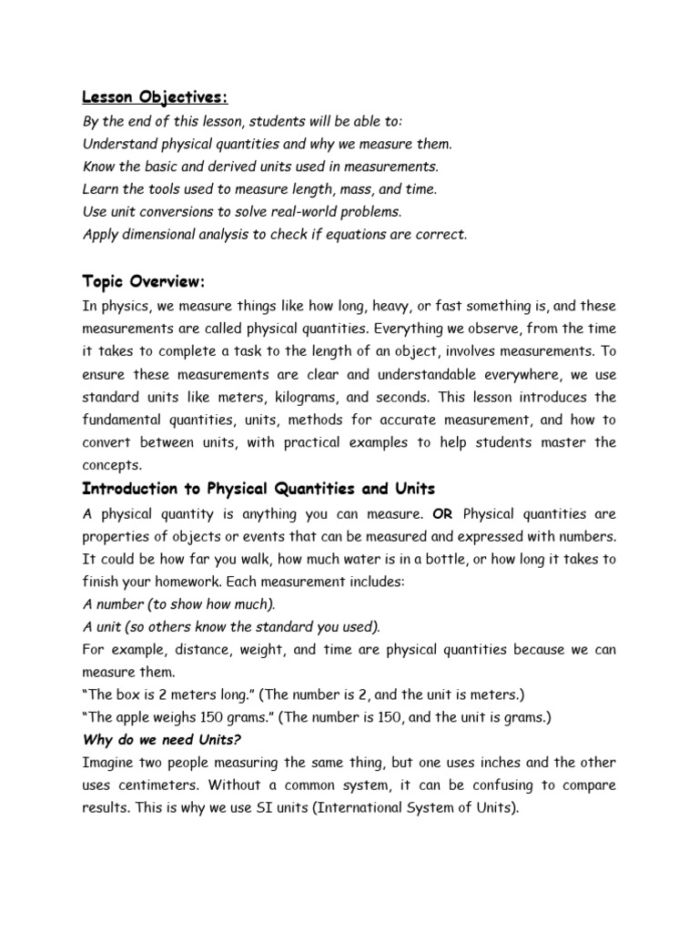 Physical Quantities and Units | PDF