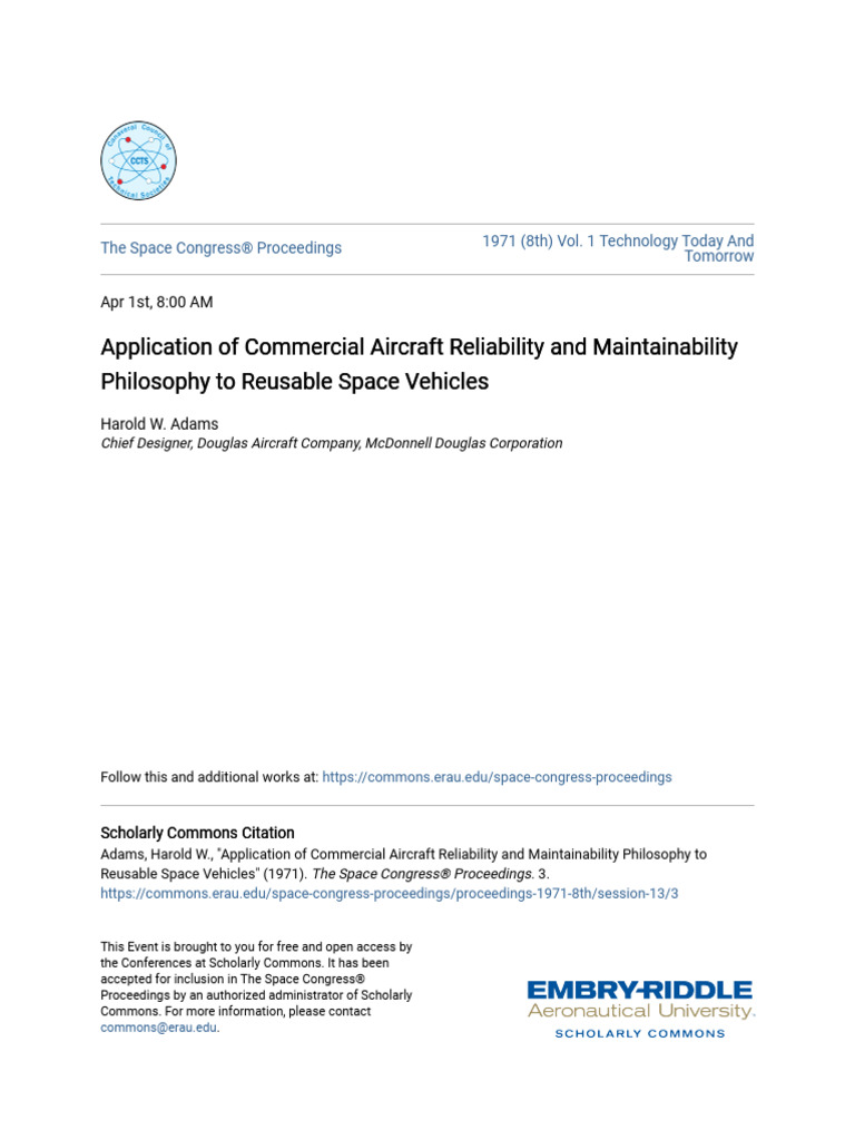 Application of Commercial Aircraft Reliability and Maintainabilit | PDF