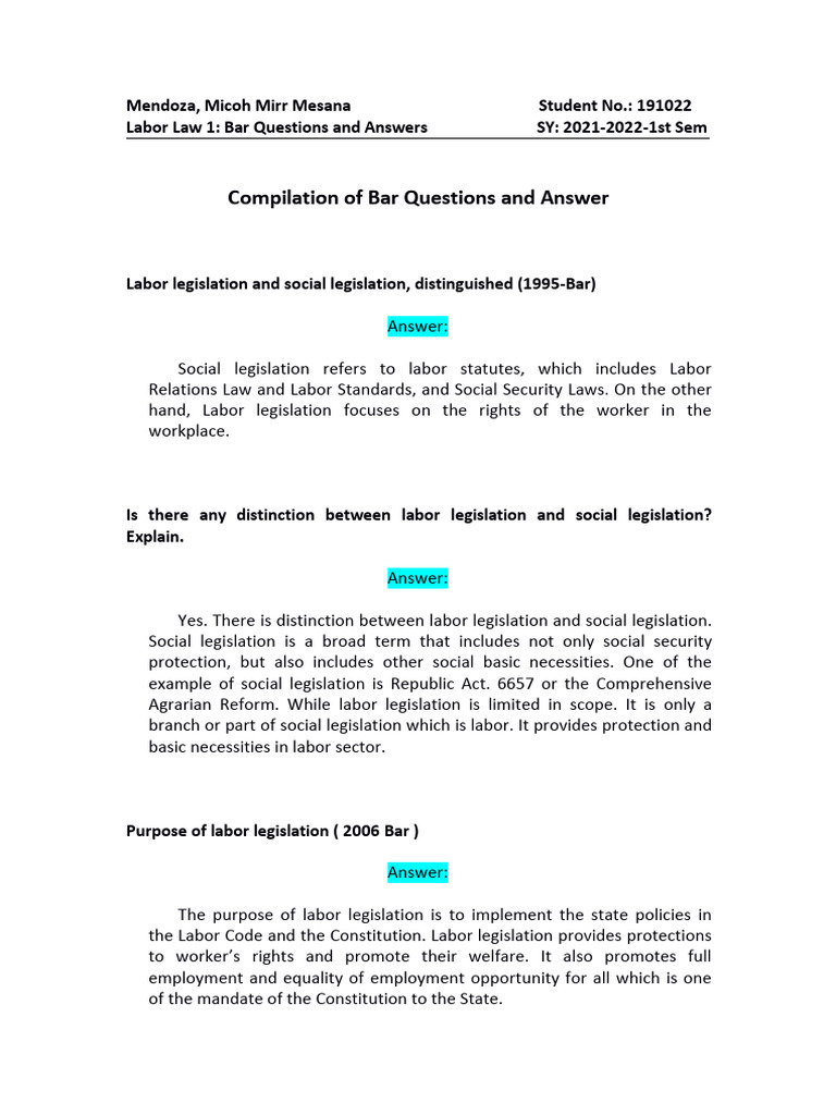 Labor-1-Bar-Q-A | PDF