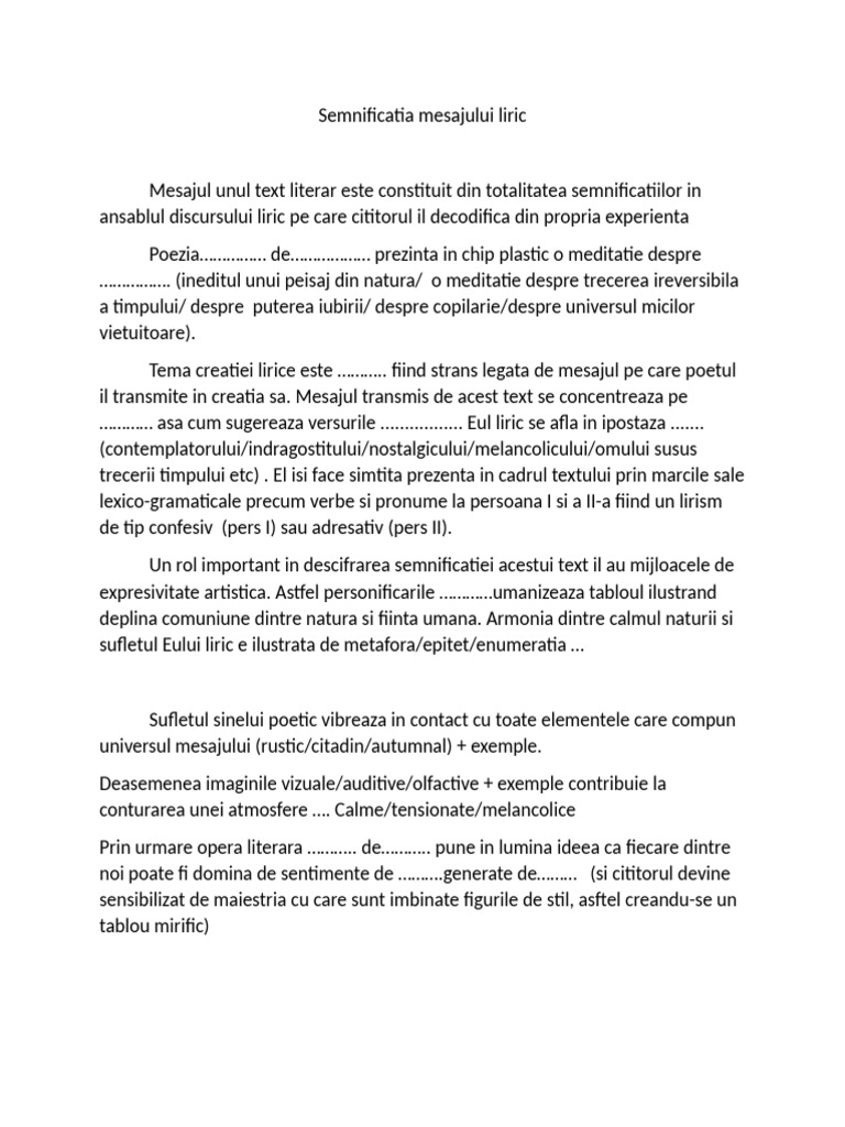 Mesajul Liric | PDF