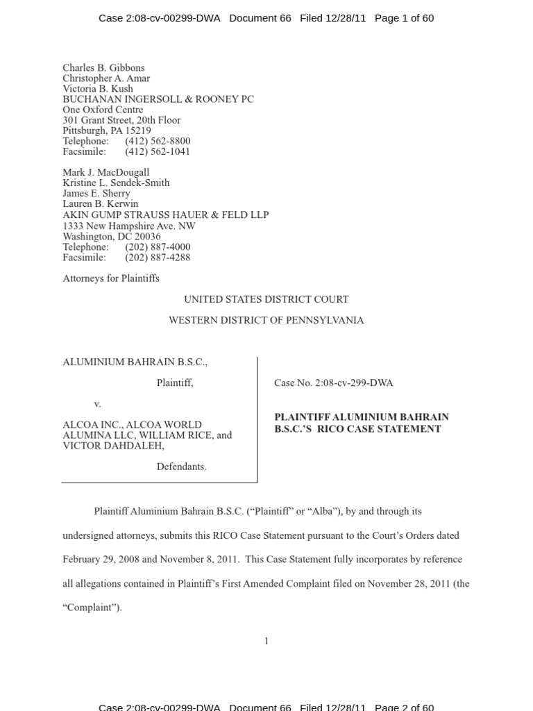 2011-12-28 Plaintiff S RICO Case Statement DKT 66 | PDF | Bribery ...