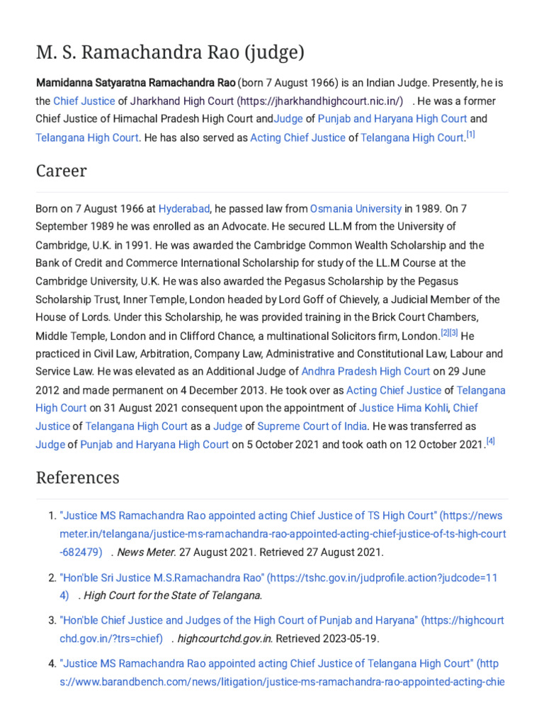 M. S. Ramachandra Rao (Judge) - Wikipedia | PDF