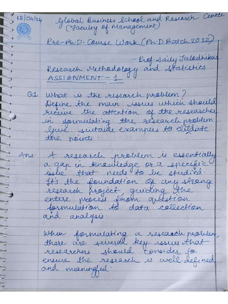 Assignment 1 RM and Statistics | PDF