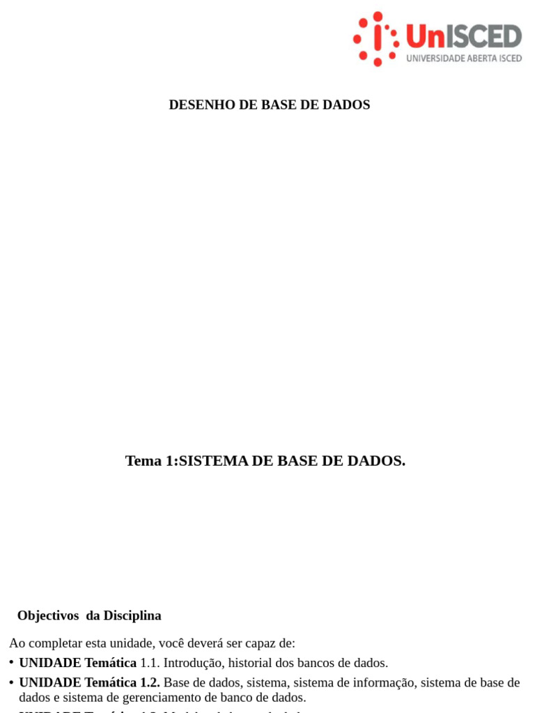 Desenho de Base de Dados. | PDF
