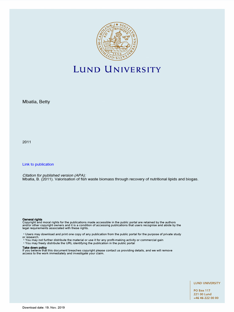 Valorisation of Fish Waste Biomass Through Recovery of Nutritional ...