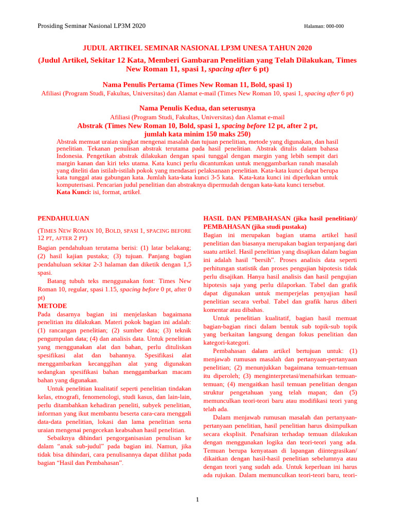 Template Semnas LP3M Unesa - 90420 | PDF