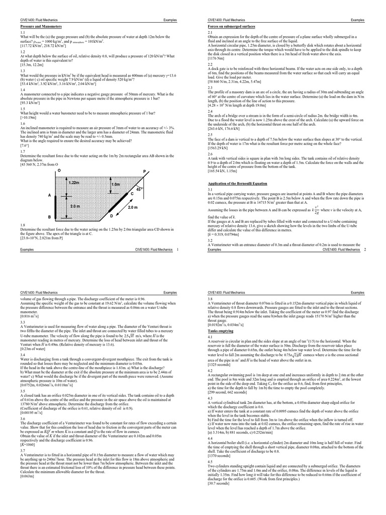 Fluid Mechanic | Download Free PDF | Pressure Measurement | Reynolds Number