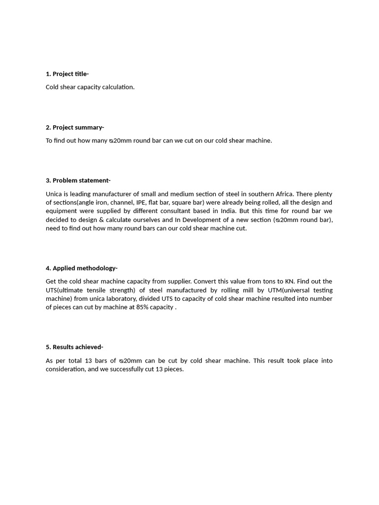 cold shear capacity | PDF