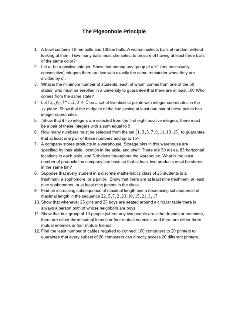 The Pigeonhole Principle | PDF