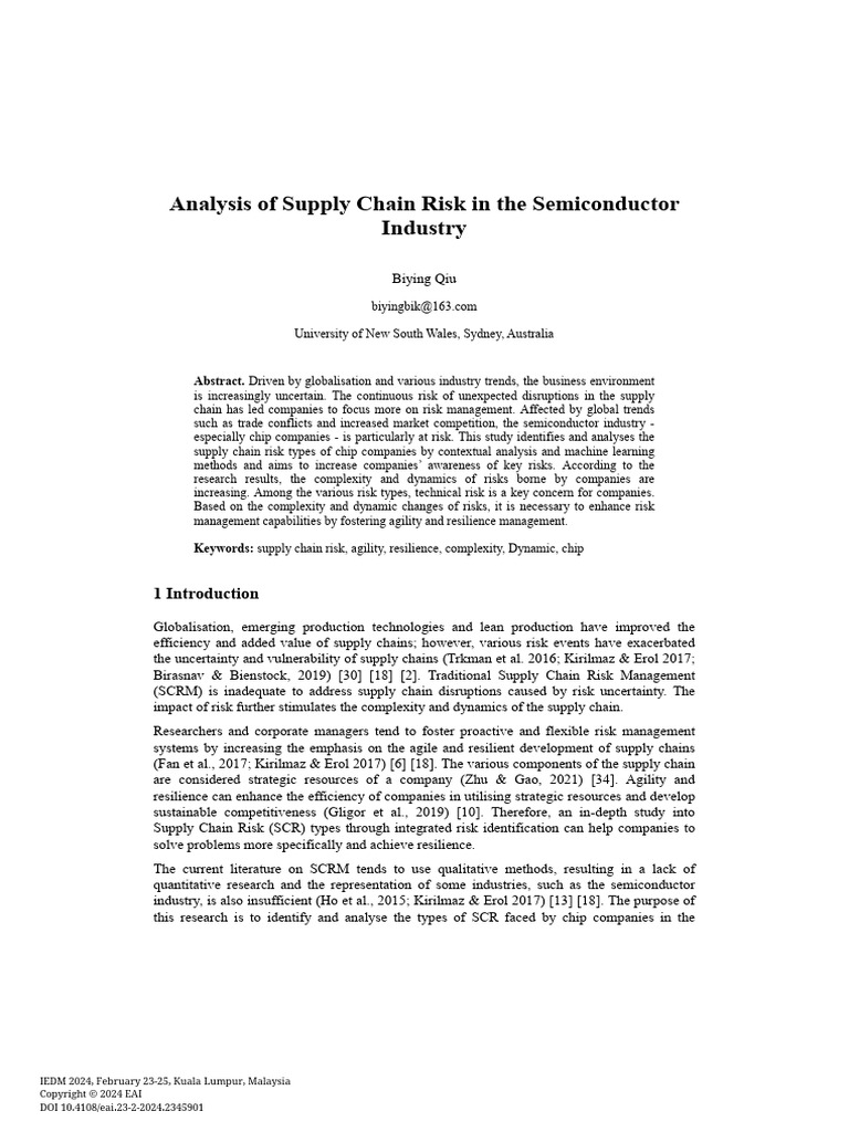 Analysis of Supply Chain Risk in The Semiconductor | PDF | Risk | Computers