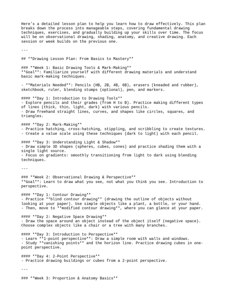 Drawing Lesson Plan | PDF