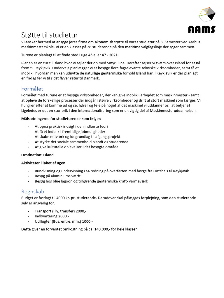 Støtte Til Studietur Maskinmester | PDF