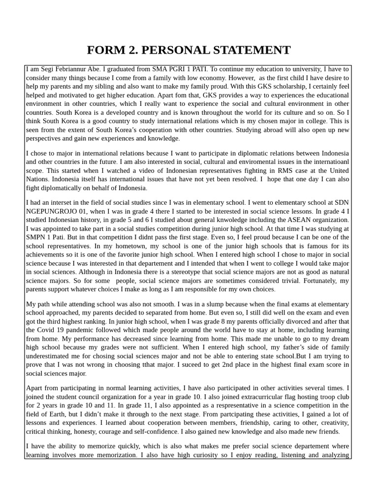 Personal Statement 2 | PDF