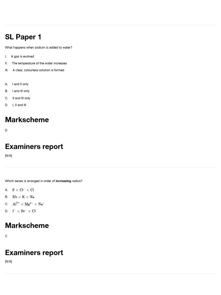 Markscheme SL Paper1 | PDF