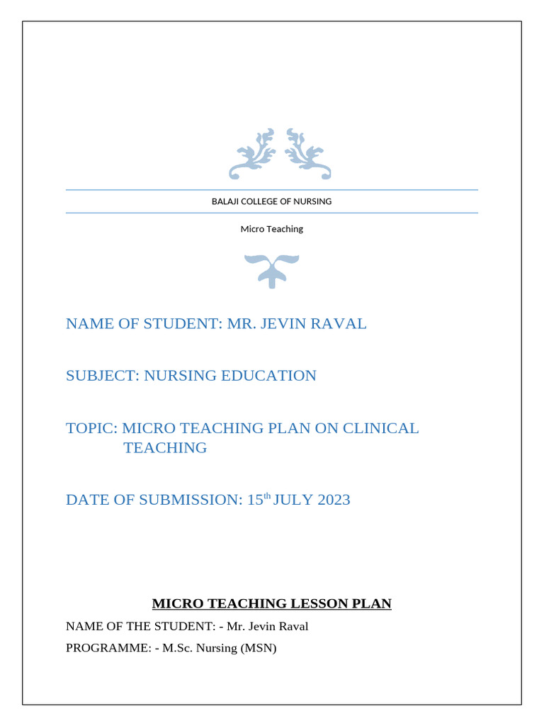 micro teaching plan 2-1 | PDF