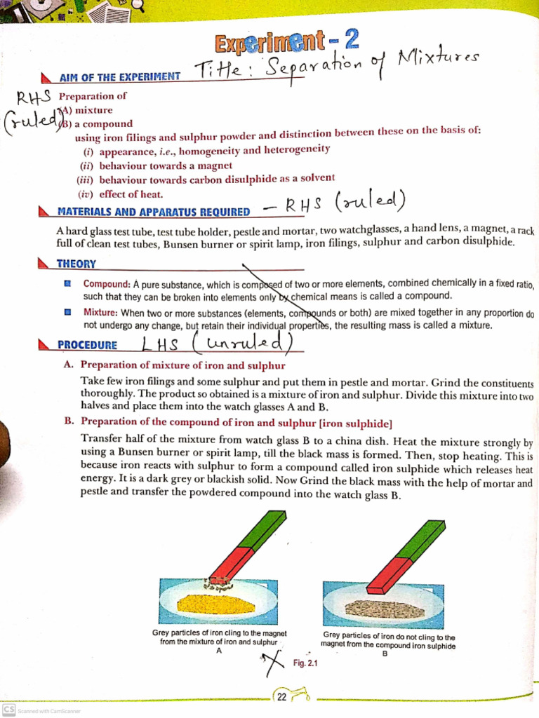 IX Chemistry Practicals Experiment 2 | PDF
