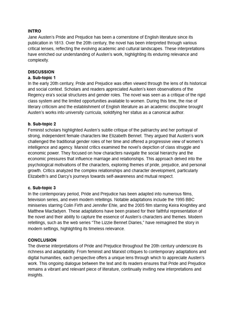 Pride and Prejudice Explanation | PDF | Pride And Prejudice | Classics