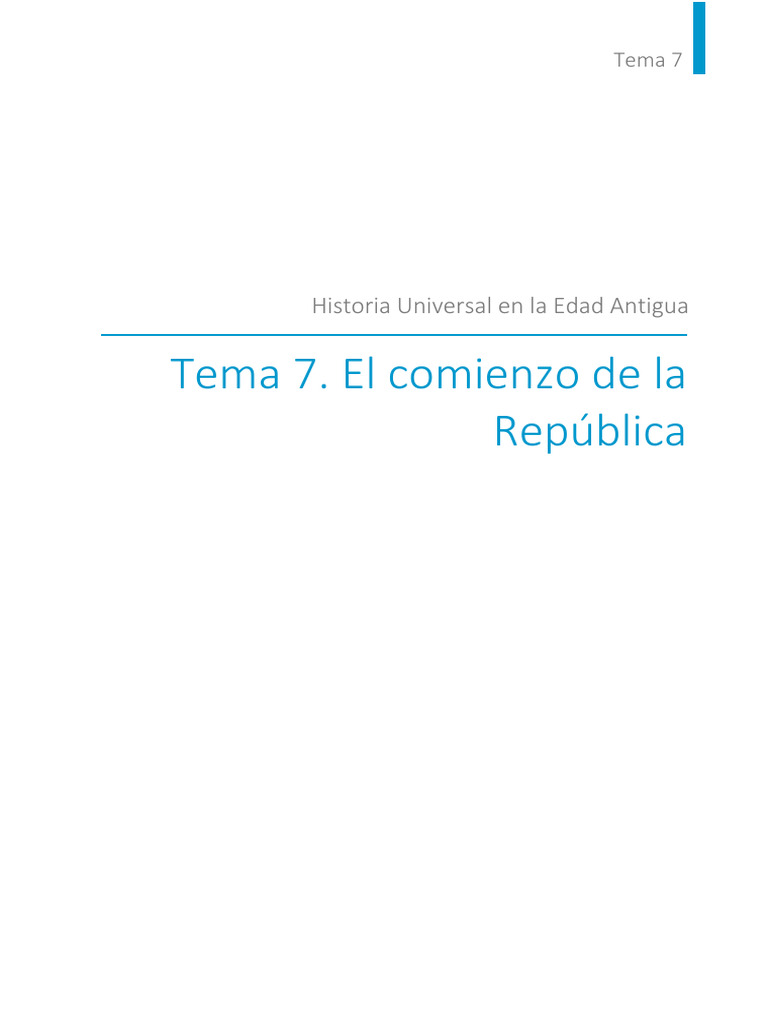 Tema 7. El Comienzo de La República: Historia Universal en La Edad Antigua | PDF