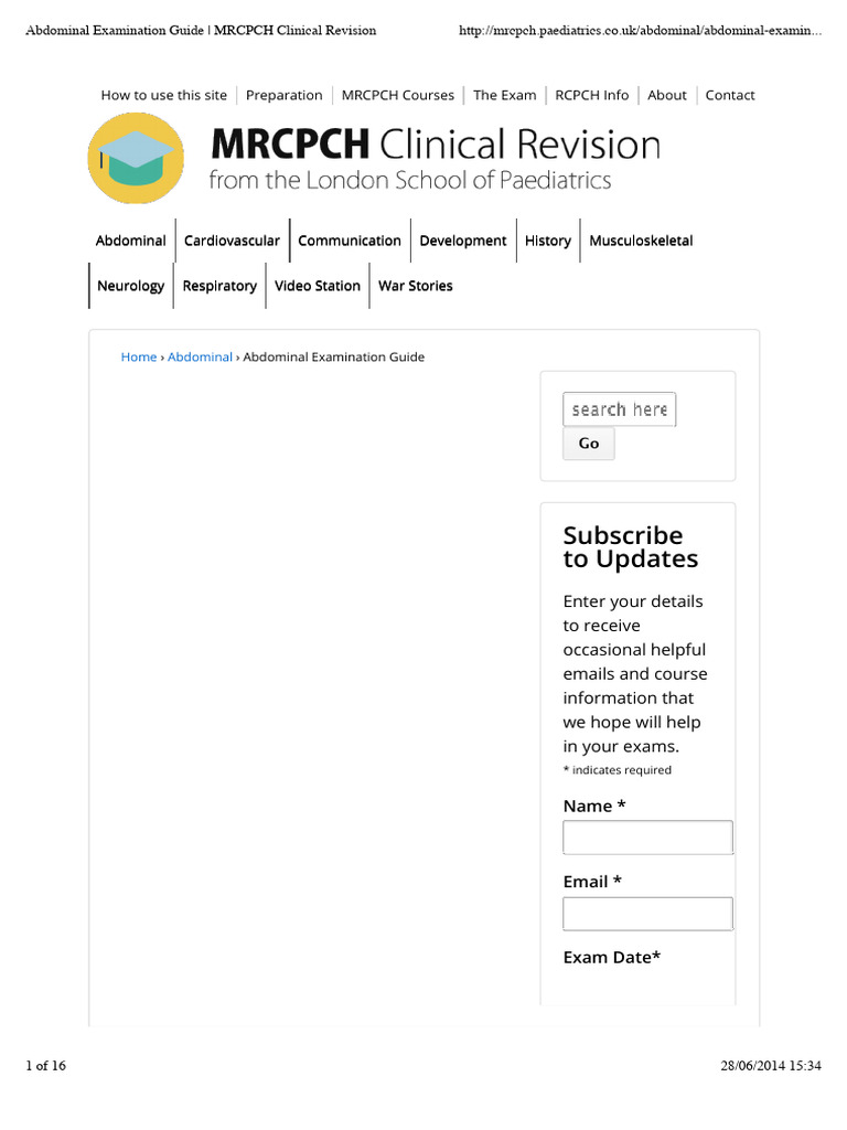 Abdominal Examination Guide MRCPCH Clinical Revision | PDF