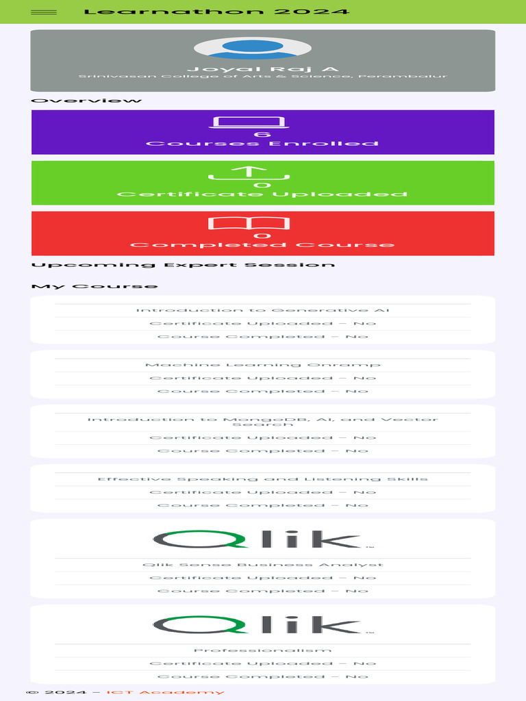 ICT Academy Learnathon 2024 The Online Learning Series - 2024 | PDF