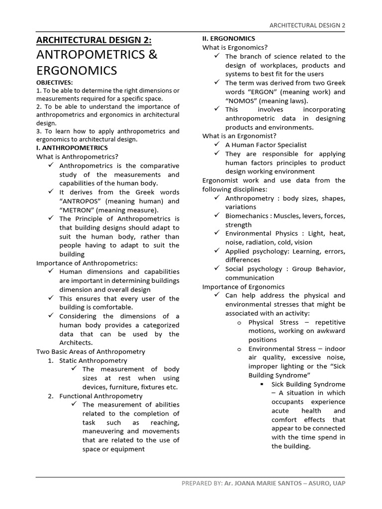 Anthropometrics in Architectural Design | PDF | Human Factors And ...
