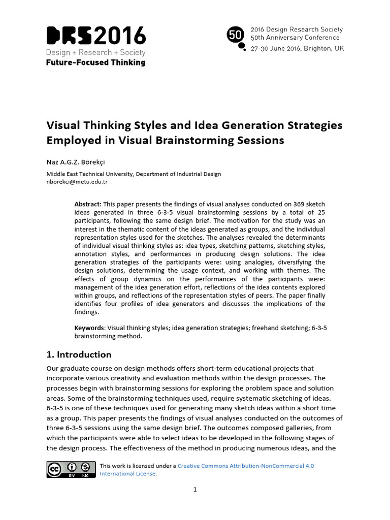 Visual Thinking Styles and Idea Generation Strategies | PDF Visual Thinking Styles and Idea Generation Strategies | PDF