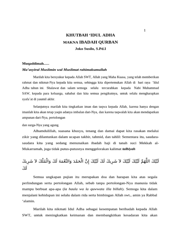 Khutbah Akor Adha | PDF