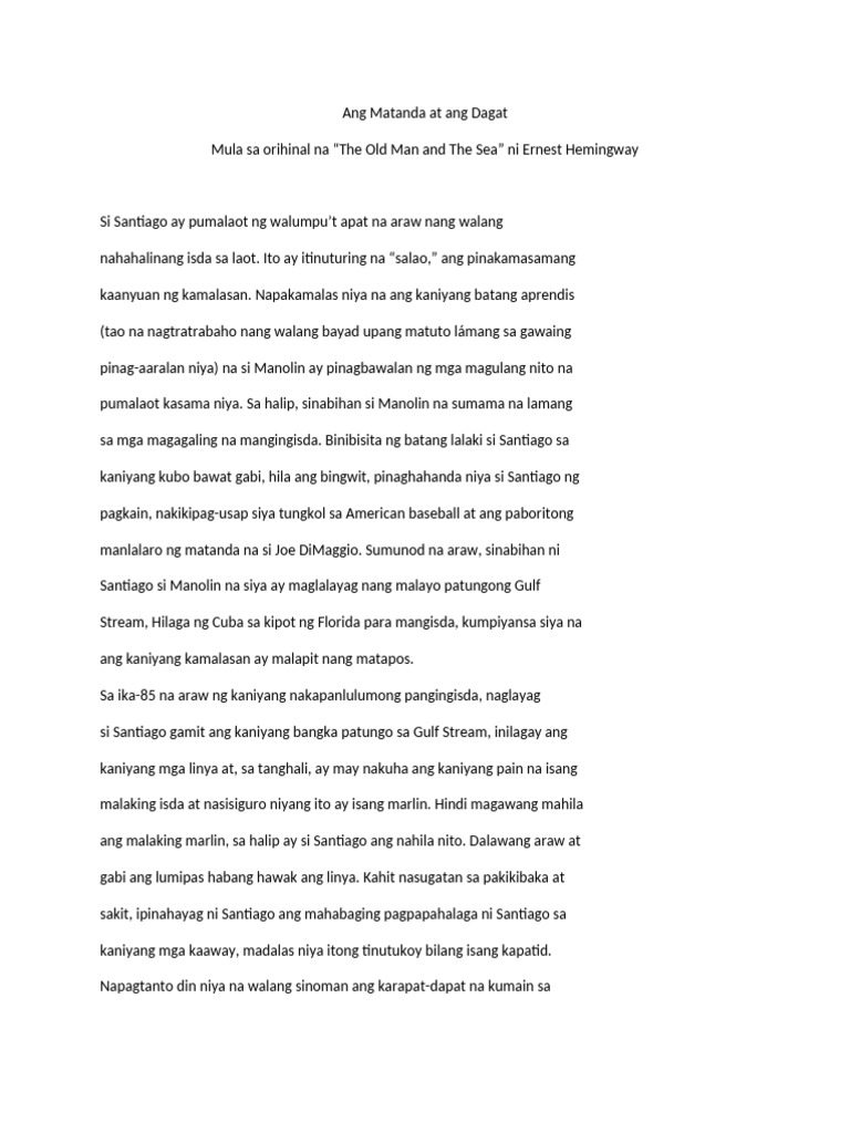 Ang Matanda at Ang Dagat | PDF