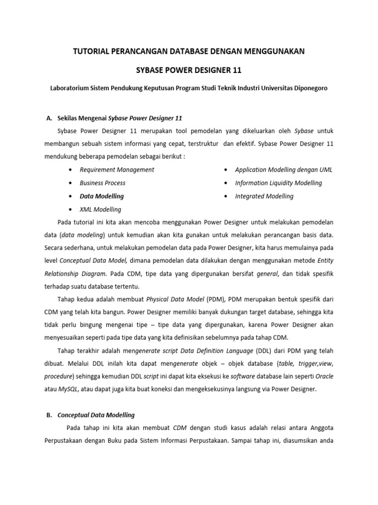Tutorial Perancangan Database Dengan Menggunakan Sybase Power Designer ...