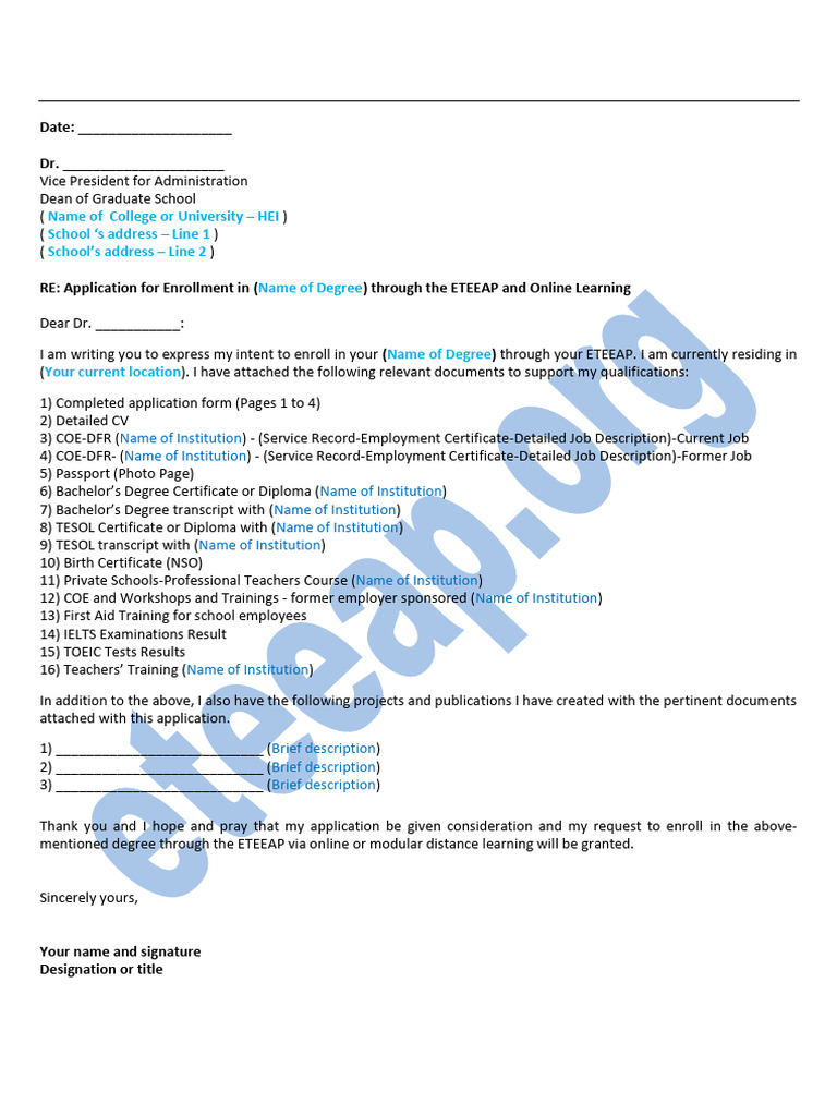 Sample Application Letter-ETEEAP | PDF | Career & Growth