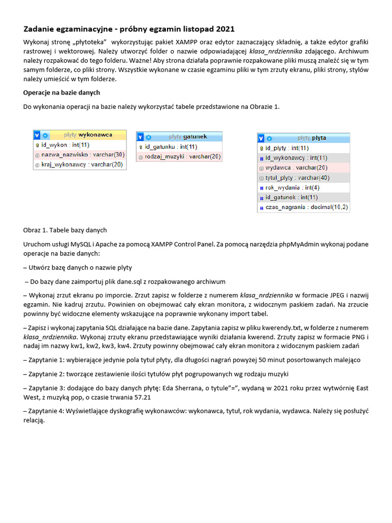 Zadanie Egzaminacyjne | PDF