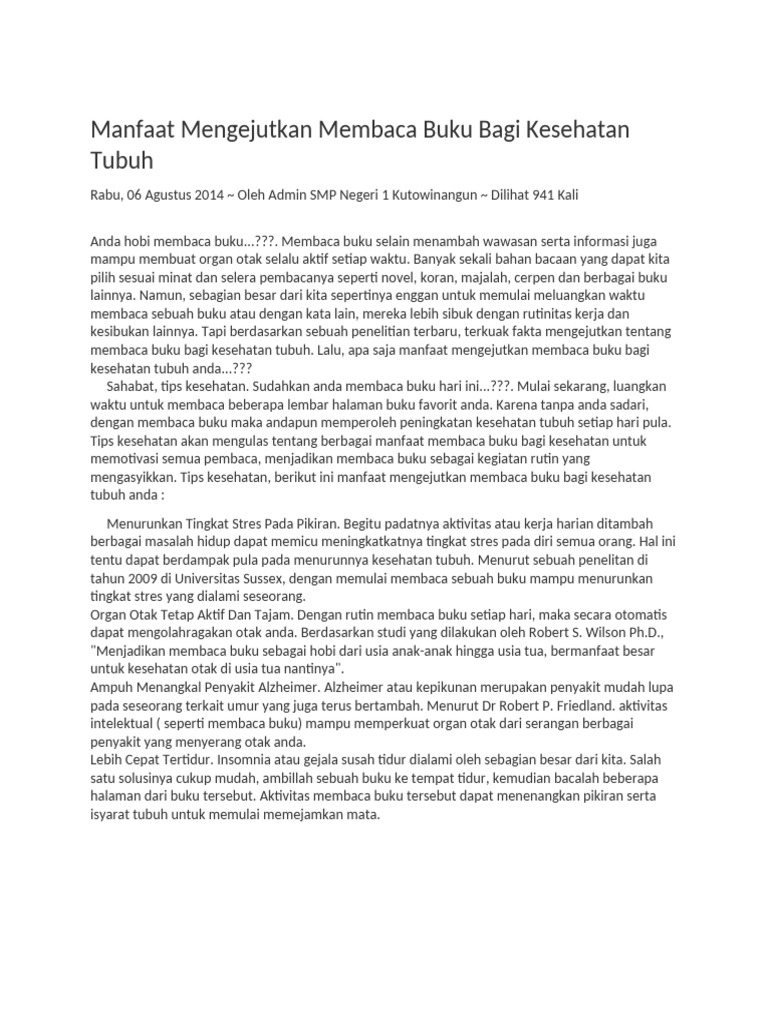 Manfaat Membaca Buku | PDF