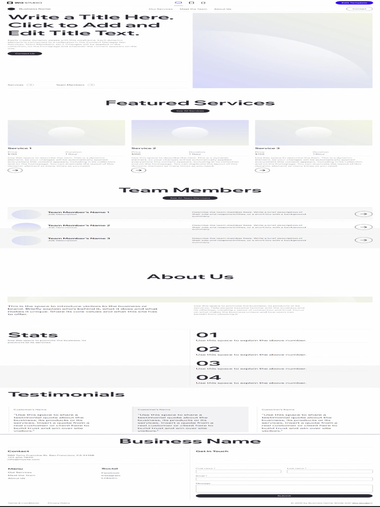 CMS Wireframe Responsive Template Wix Studio | PDF