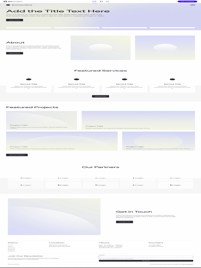 Advanced Multipurpose Wireframe Responsive Template Wix Studio | PDF