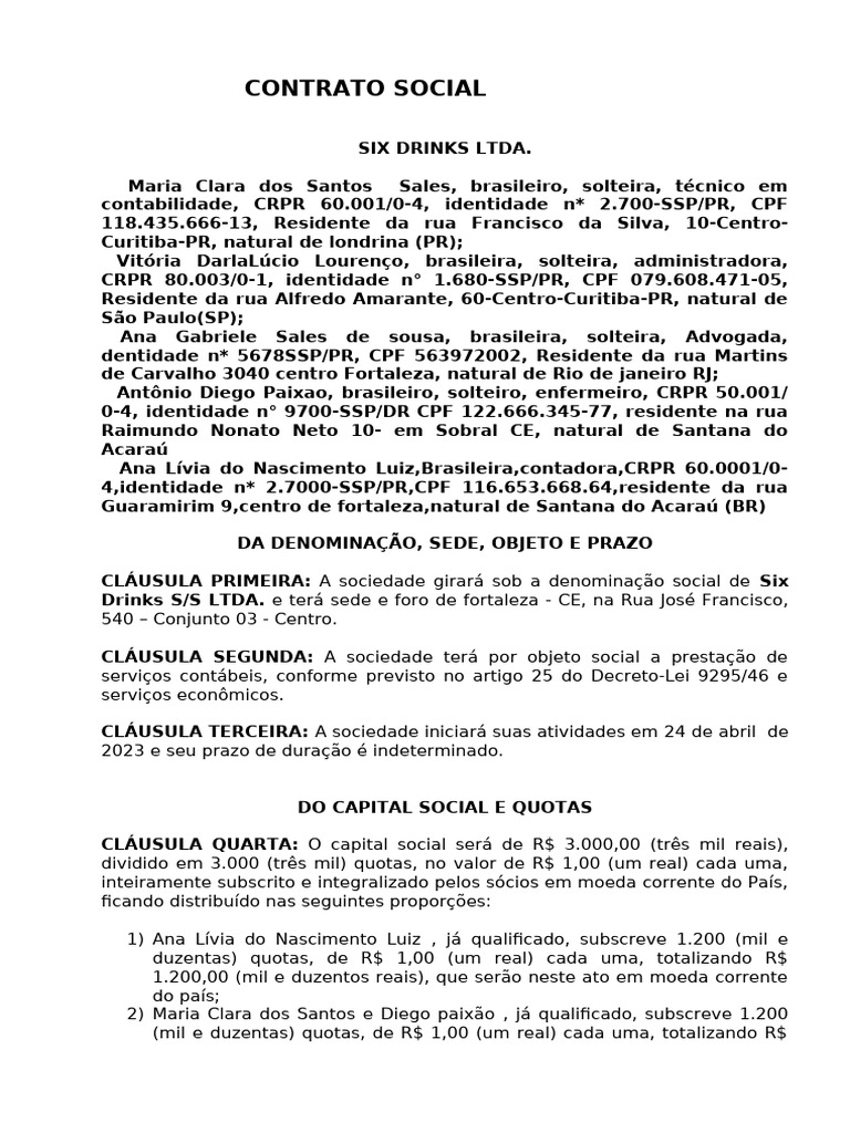 09 Modelo de Contrato Social | PDF