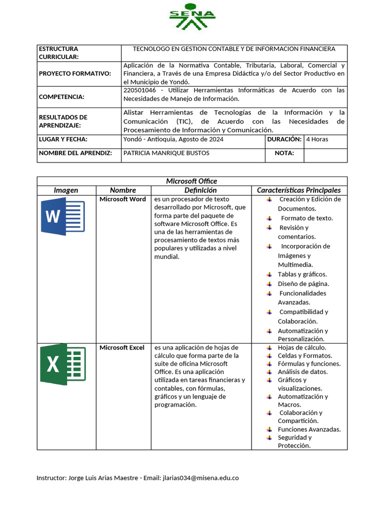 Actividad 1 Tabla Ofimatica PATRICIA | PDF