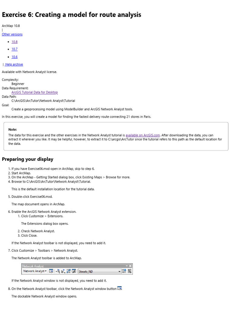 Exercise 6 Creating A Model For Route Analysis Arcmap Documentation Pdf