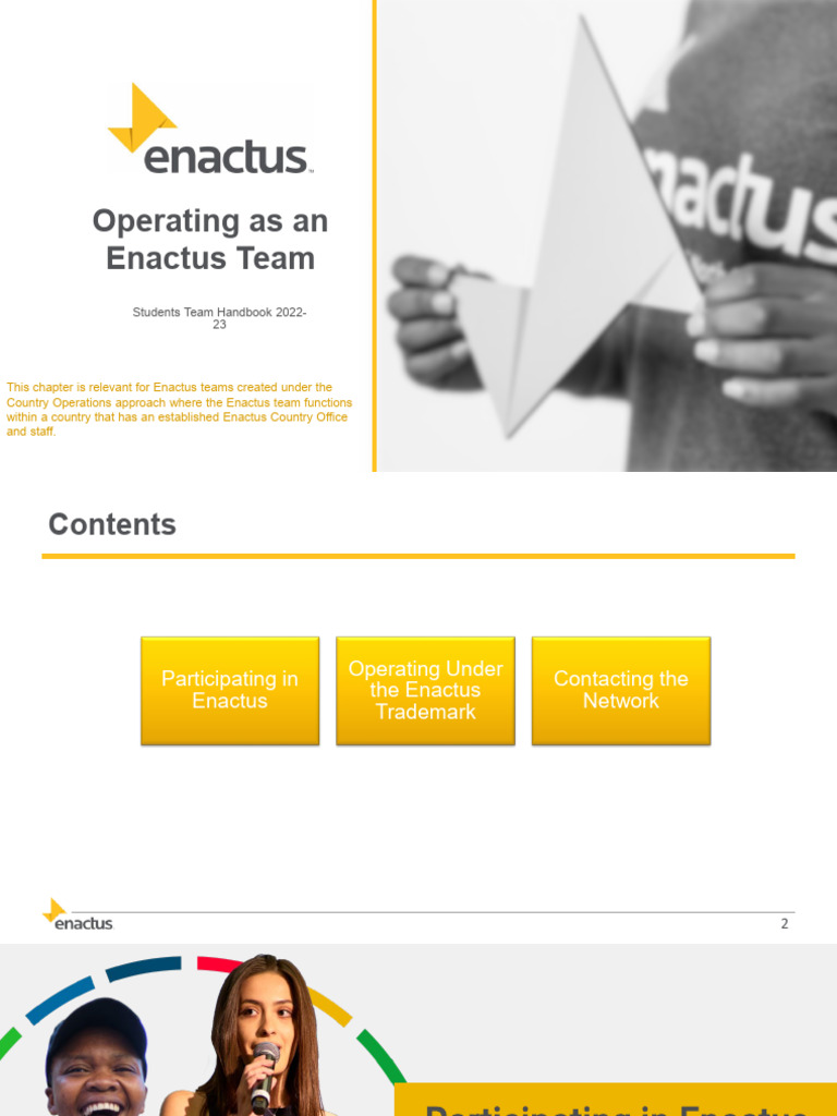 Handbook 2023 5.operating As An Enactus Team | PDF