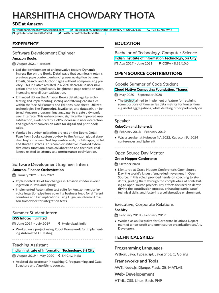 Harshitha Chowdary Thota Resume Framework | PDF