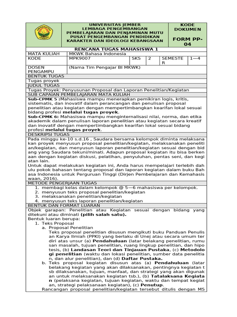 RTM 1 - Penyusunan Proposal Dan Laporan Penelitian Atau Kegiatan | PDF