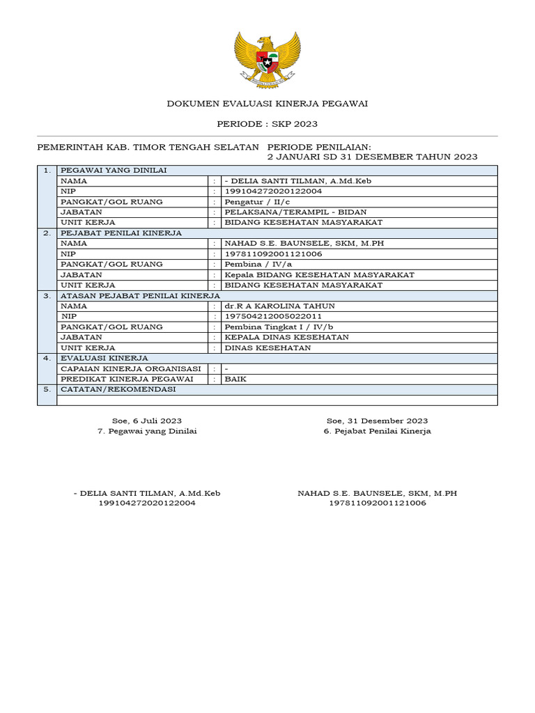 DST Dokumen Evaluasi Kinerja Pegawai Pak Nahad | PDF
