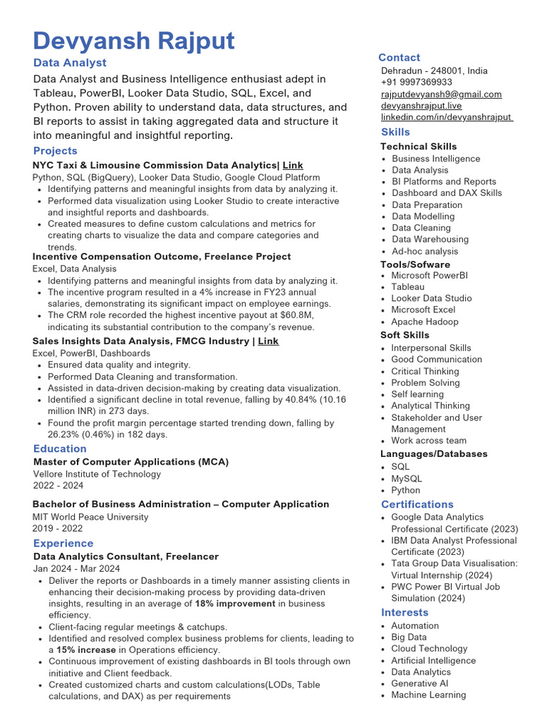 Devyansh Resume | PDF