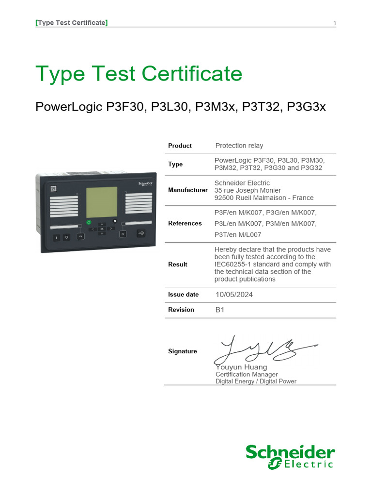 PowerLogic P3X Type Test Certificate_B1 | PDF