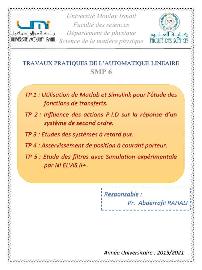 2- Automatique Poly TP | PDF