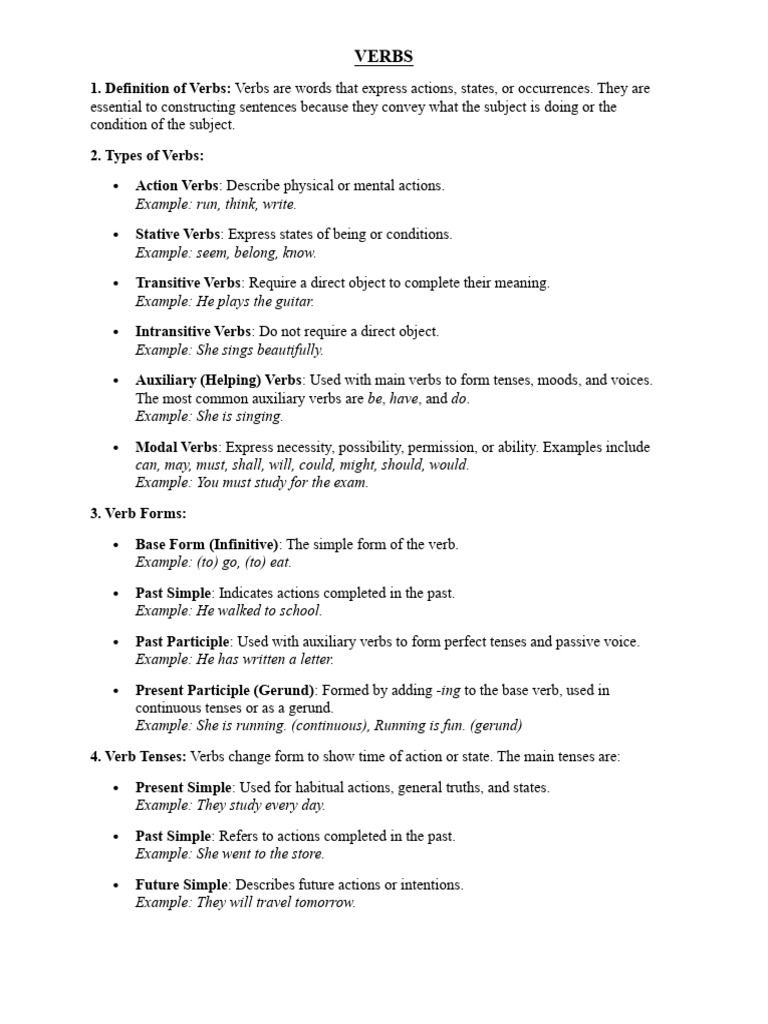 EFR - CAT II Materials - VERBS | PDF